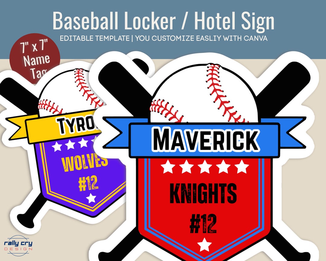 Baseball Hotel Door Sign, Locker Decoration Name Tag, Baseball ...