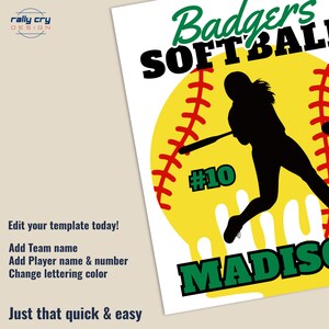 Girls Softball Hotel Door Sign, Locker Decoration Name Tag, Softball ...