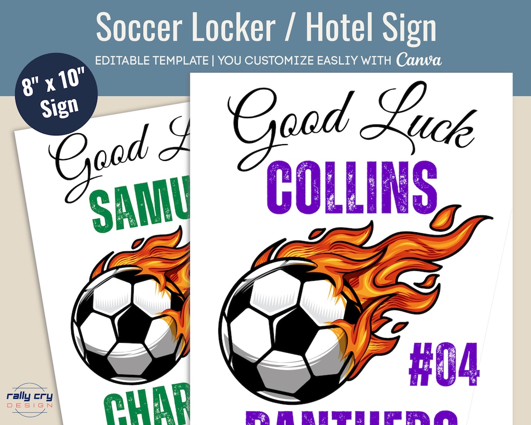 Good Luck Soccer Hotel Door Sign, Locker Decoration Name Tag, Club ...