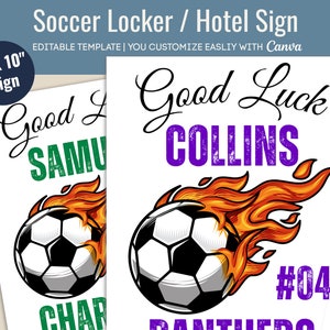 Good Luck Soccer Hotel Door Sign, Locker Decoration Name Tag, Club ...