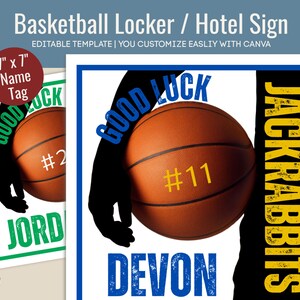 Good Luck Basketball Hotel Door Sign, Locker Decoration Name Tag, Sport ...