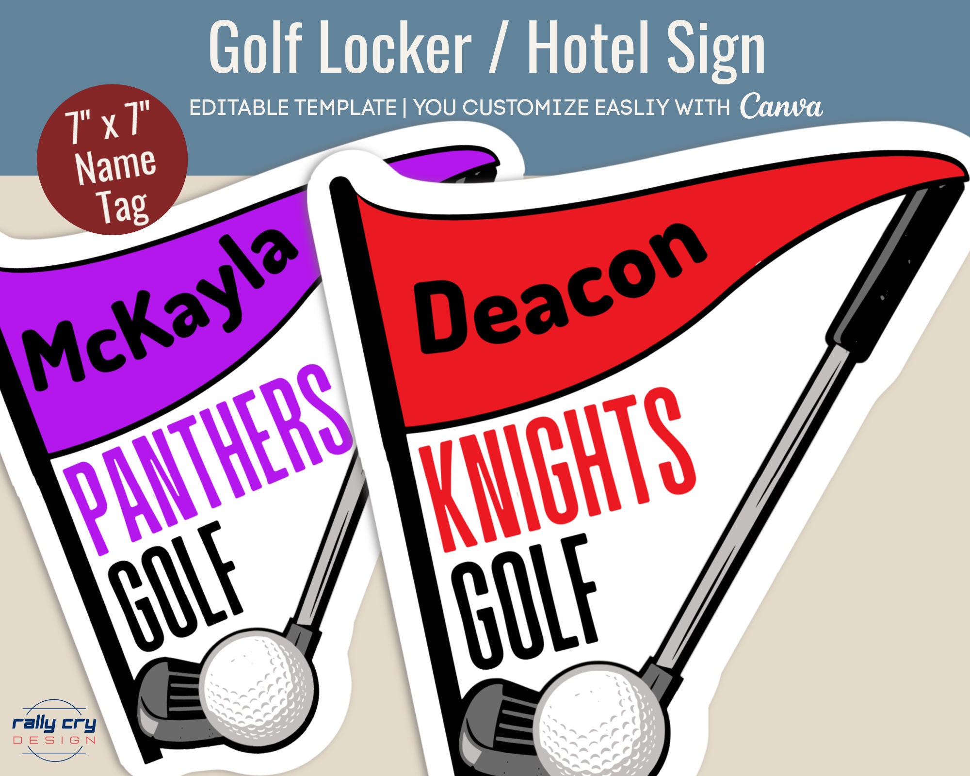 Golf Locker Decoration Name Tag, Hotel Door Cutout Sign, Golf Printable ...