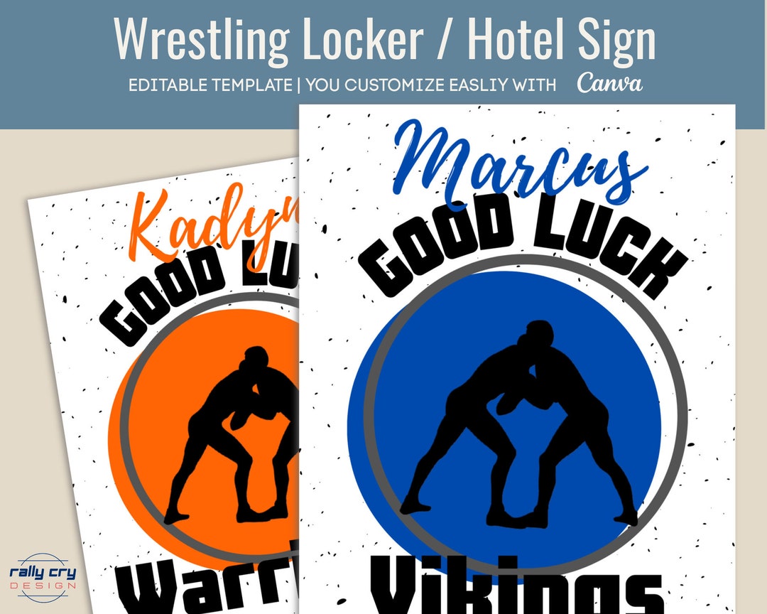 Good Luck Wrestling Locker Sign, Hotel Door Sign, Printable Team Pride ...