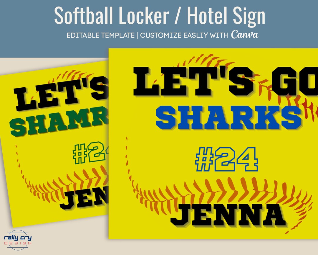 Girls Softball Hotel Door Sign, Locker Decoration Name Tag, Pep Rally ...