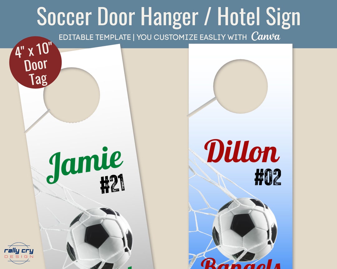 Soccer Hotel Door Hanger Sign, Door Decoration Name Tag, Travel Pride ...