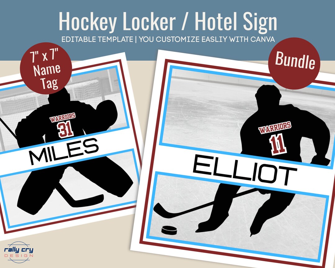 Hockey Bundle Locker Decoration Name Tag, Club Hockey Team and Goalie ...