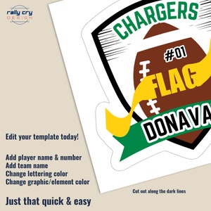 Flag Football Hotel Door Sign, Locker Decoration Name Tag, Flag ...