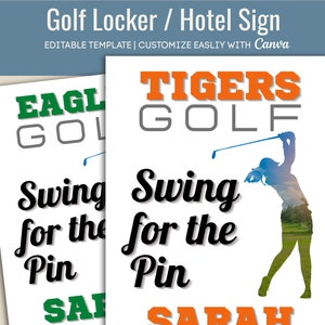 Girls Golf Locker Decoration, Locker Sign Tag, Team Hotel Sign, Pep ...