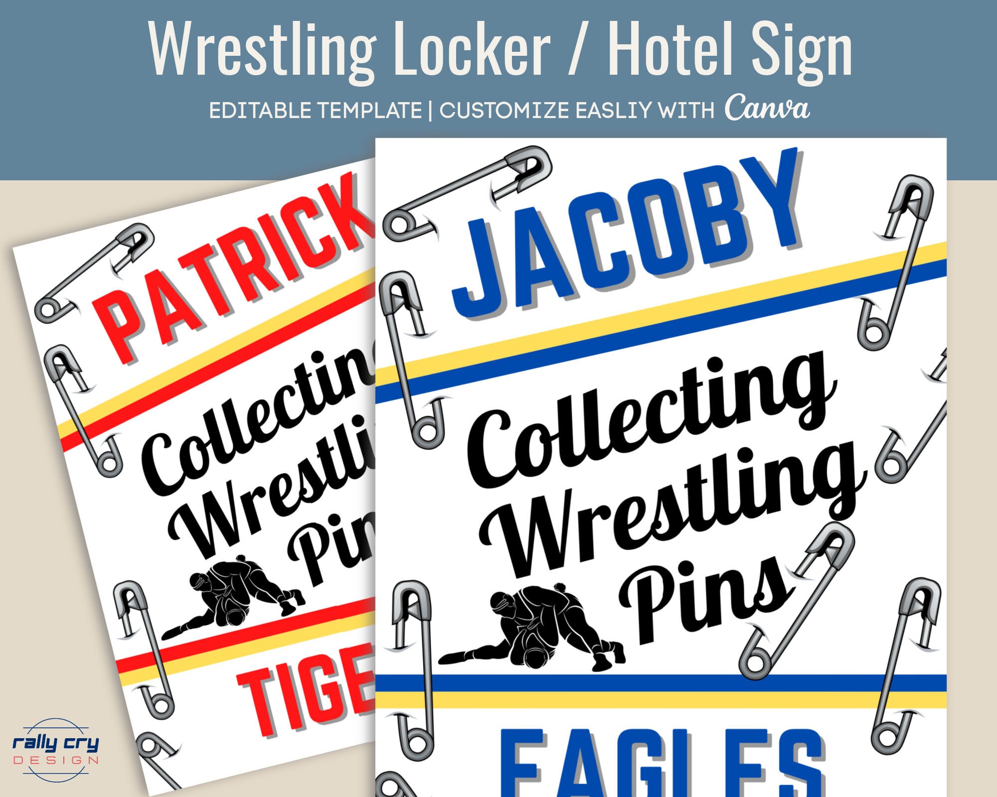 Wrestling Locker Sign Hotel Door Sign Tag Pep Rally Team - Etsy
