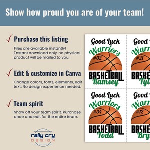 Good Luck Basketball Name Gift Tag, Basketball Goodie Bag Name Tag ...