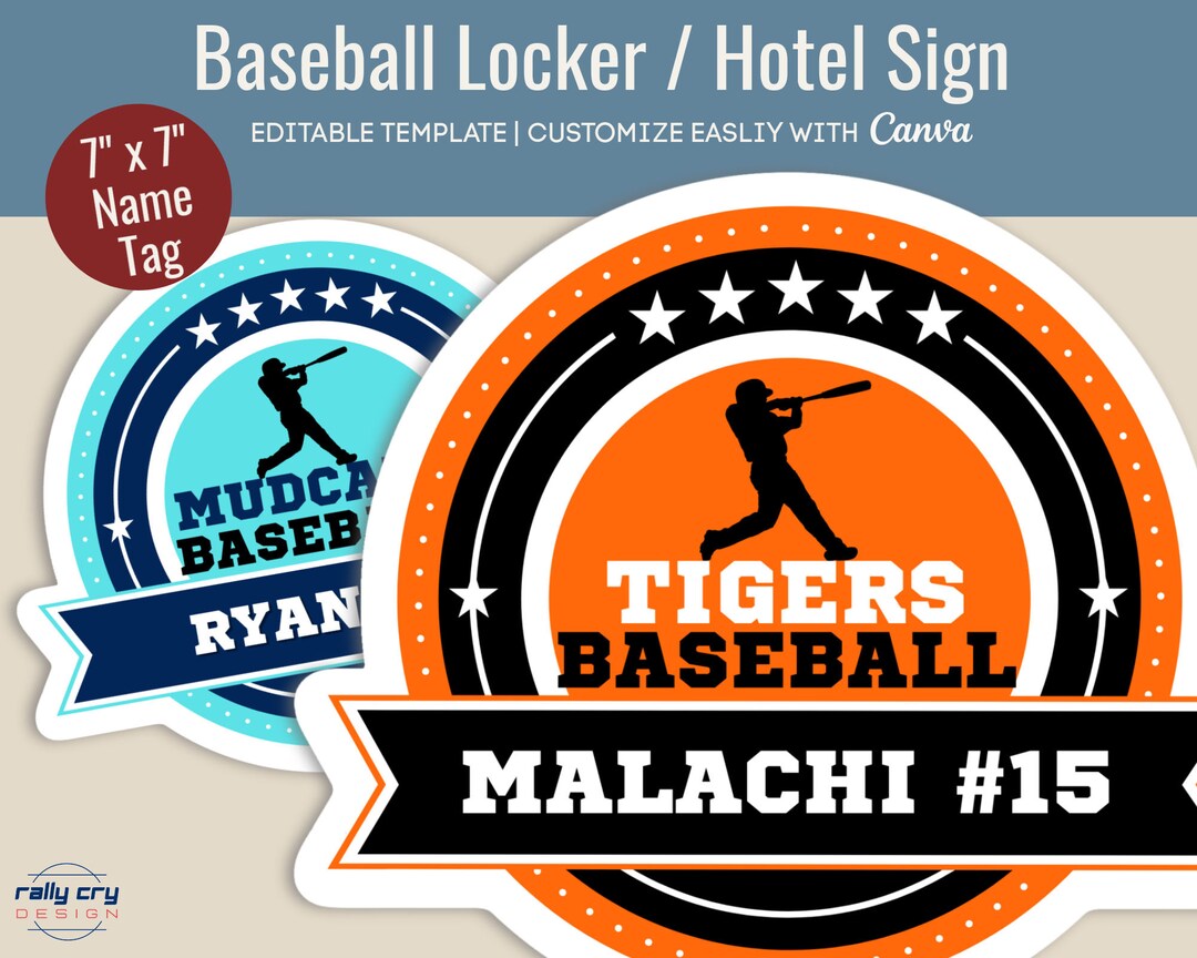Baseball Hotel Door Hanger, Locker Room Poster, Locker Decoration Name ...