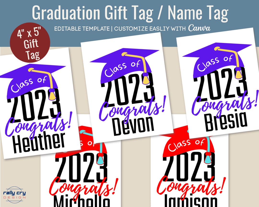 Graduation Cap Name Gift Tag Graduate Goodie Bag Name Tag - Etsy