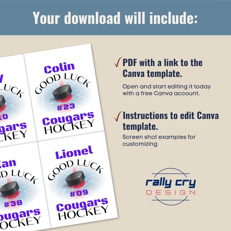 Good Luck Hockey Name Gift Tag Travel Treat Label Hockey - Etsy Canada