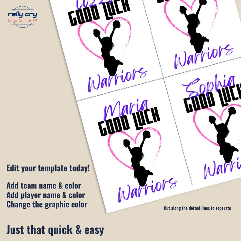 Good Luck Cheerleader Name Gift Tag Cheer Travel Meet Treat - Etsy