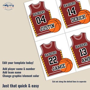 Basketball Jersey Name Gift Tag, Personalize Snack Name Tag for Travel ...