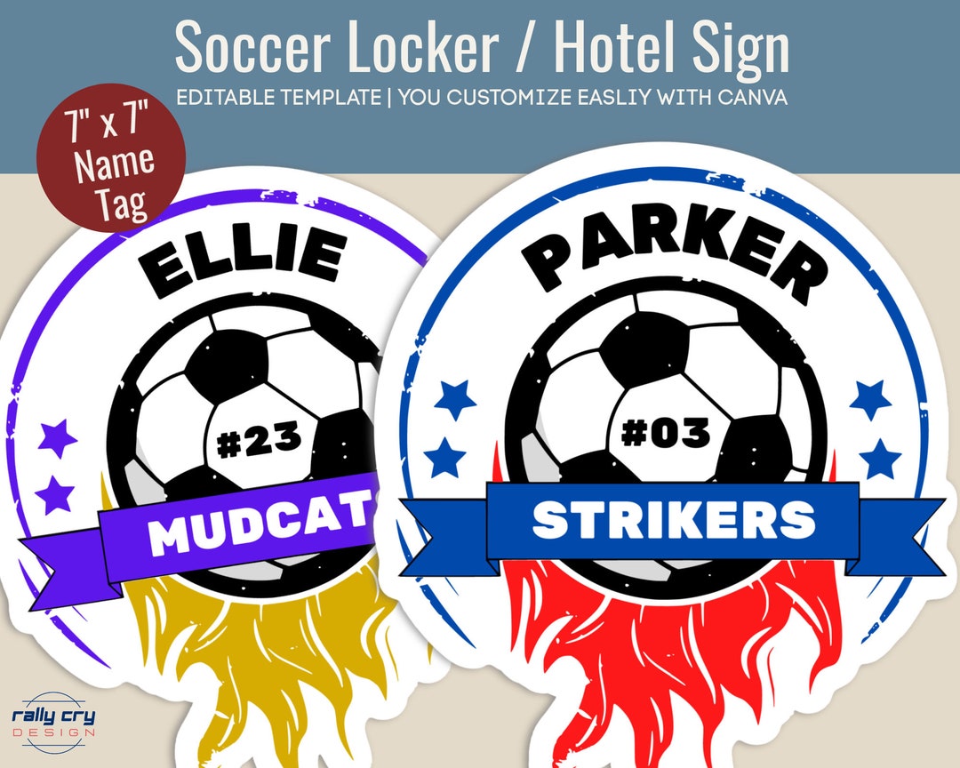 Soccer Hotel Door Name Tag, Locker Decoration Sign, Soccer Printable ...
