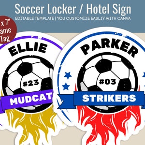 Soccer Hotel Door Name Tag, Locker Decoration Sign, Soccer Printable ...