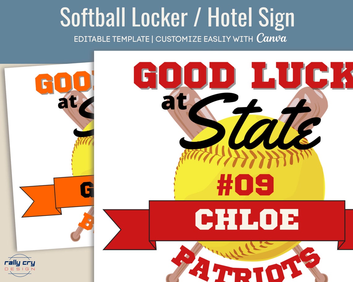 Girls Softball Hotel Door Sign Good Luck at State Sign - Etsy