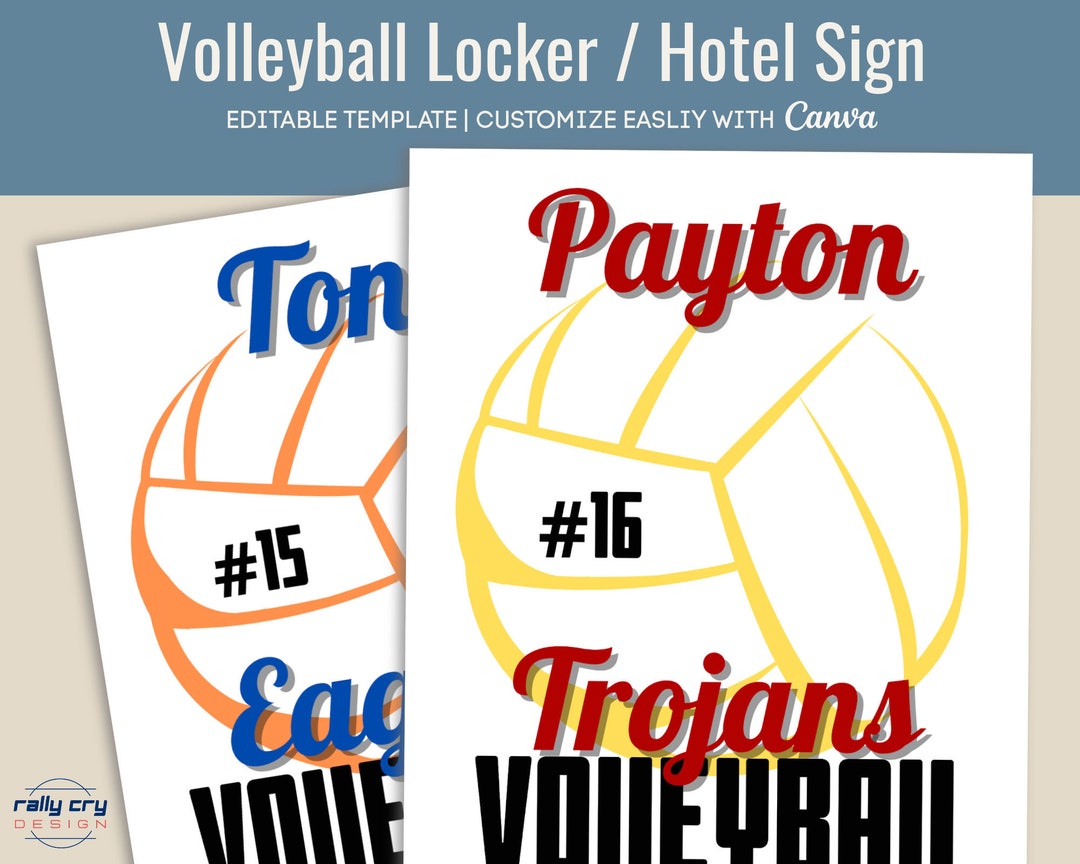 Volleyball Hotel Door Sign, Locker Room Poster, Locker Decoration Tag ...