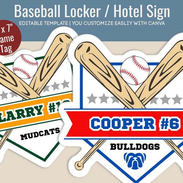 Digital Baseball Door Sign Hotel Editable - Etsy