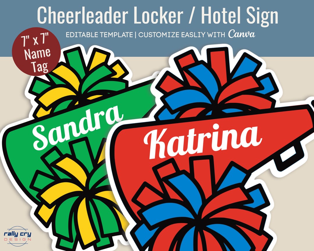 Cheerleader Hotel Door Hanger, Cheer Name Tag, Locker Decoration Name ...