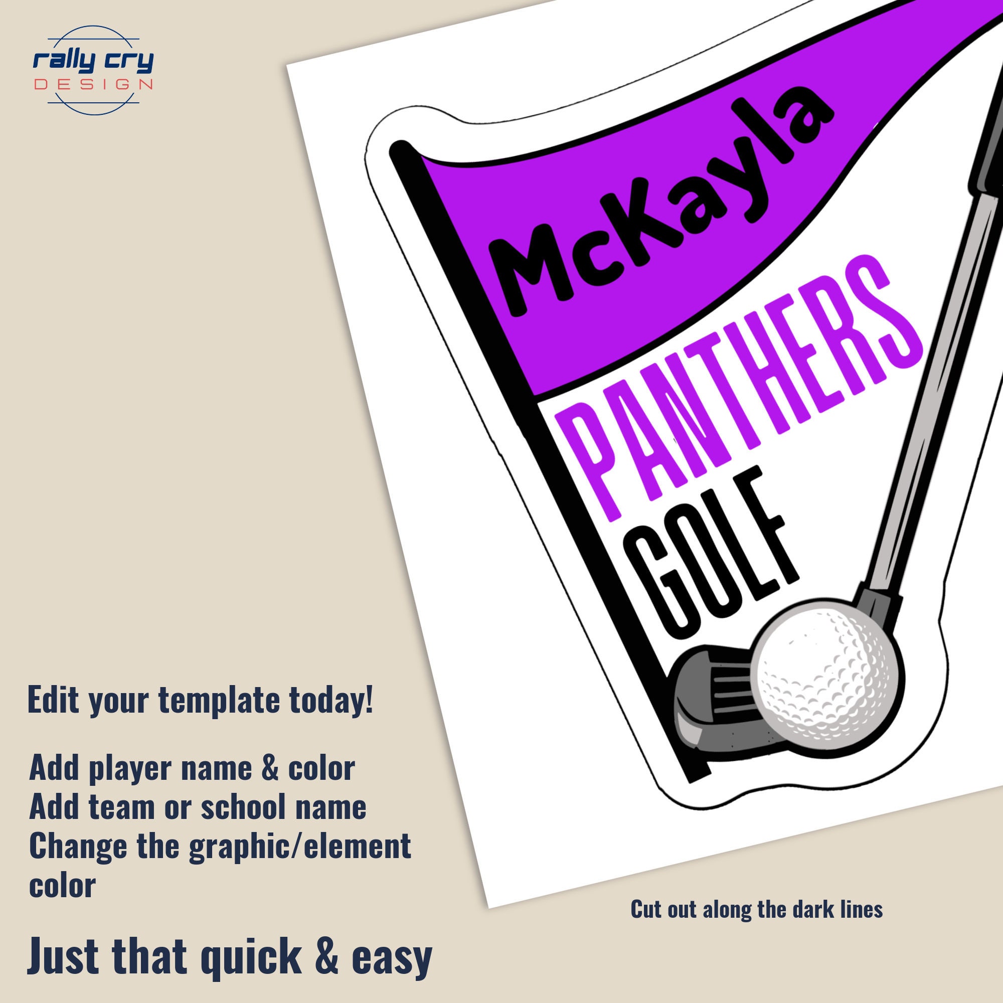 Golf Locker Decoration Name Tag, Hotel Door Cutout Sign, Golf Printable ...