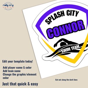 Swim Team Locker Decoration Name Tag, Swimmer's Hotel Door Sign, Swim ...