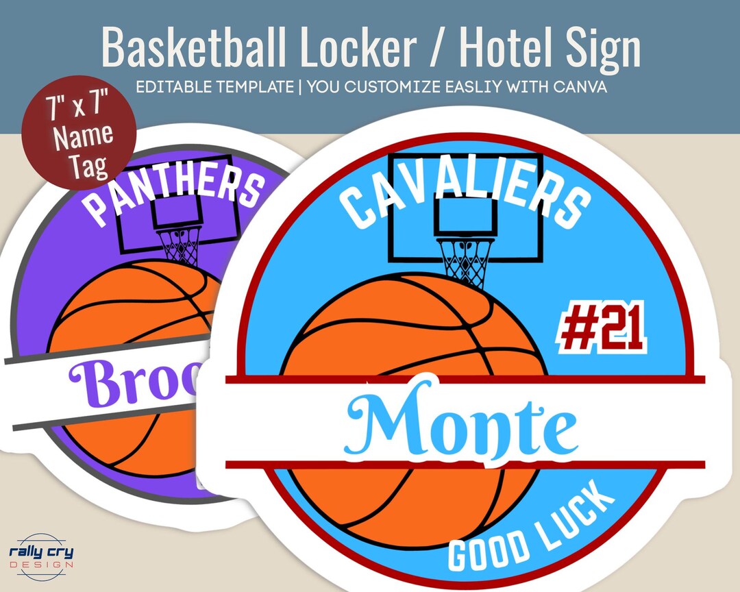 Good Luck Basketball Hotel Door Sign, Locker Decoration Name Tag ...