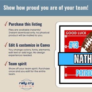 Good Luck Football Hotel Door Sign, Locker Player Name Tag, Football ...