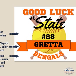 Girls Softball Hotel Door Sign, Good Luck at State Sign, Locker ...