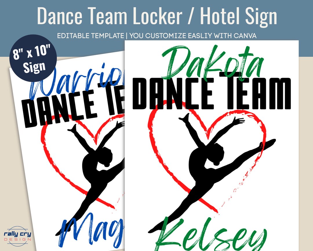 Dance Team Hotel Door Sign Tag, Locker Decoration, Dance Squad Spirit ...