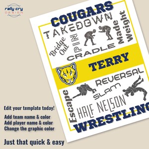 Wrestling Hotel Door Sign, Locker Room Tag, Pep Rally Team Spirit ...