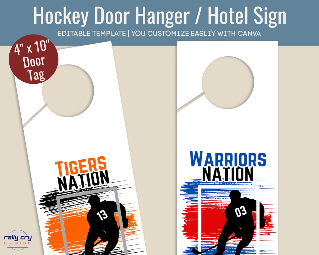 Hockey Hotel Door Hanger Sign, Locker Room Decoration Name Tag, Club ...