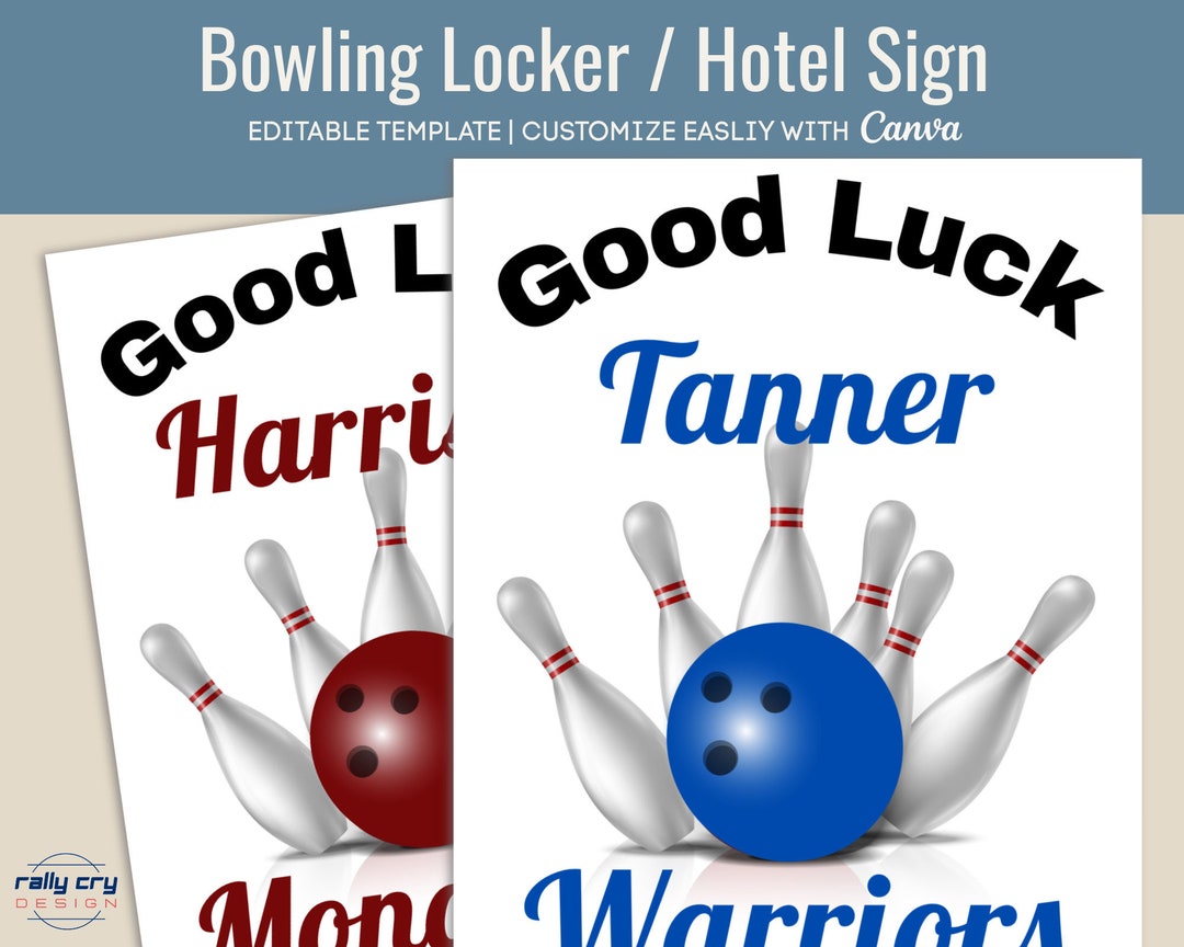 Good Luck Bowling Locker Decoration, Locker Sign Tag, Team Hotel Sign ...