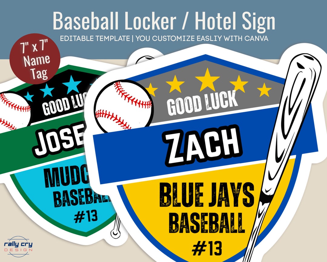 Baseball Hotel Door Sign, Good Luck Locker Decoration Name Tag ...