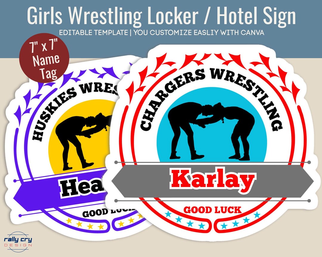 Good Luck Girls Wrestling Hotel Door Sign, Locker Decoration, Printable ...