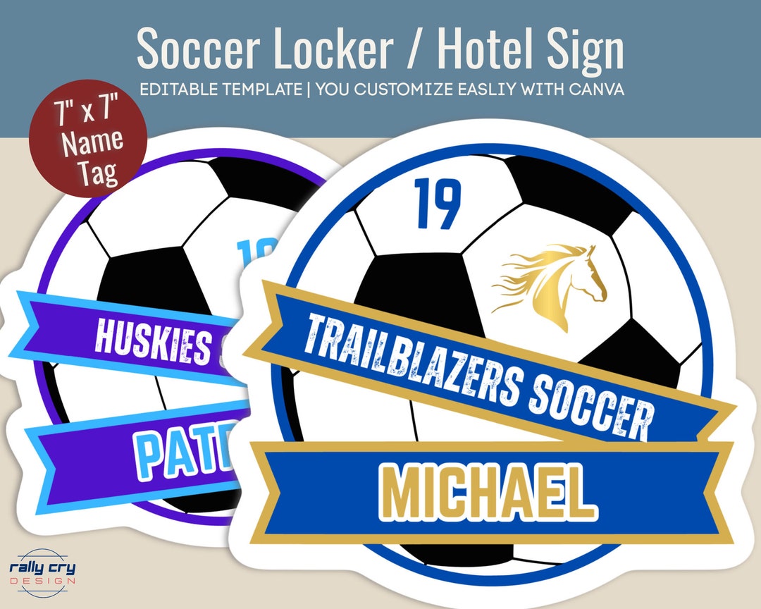 Soccer Locker Decoration Name Tag, Travel Team Hotel Door Sign, Soccer ...