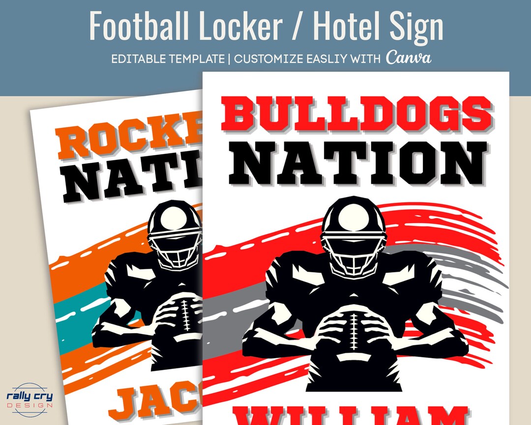 Football Hotel Door Sign, Locker Room Name Tag, Team Nation Spirit Sign ...