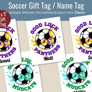 Good Luck Soccer Name Gift Tag, Team Snack Bag Name Tag, Travel ...