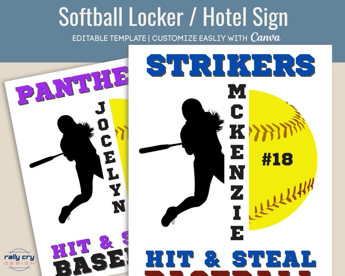 Girls Softball Hotel Door Sign Locker Decoration Name Tag - Etsy