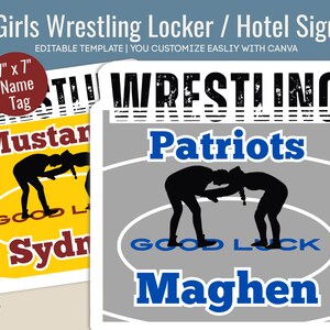 Girls Wrestling Hotel Door Sign, Good Luck Locker Decoration, Printable ...