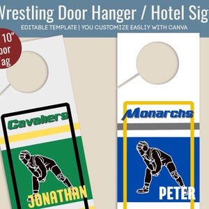 Wrestling Hotel Door Hanger Sign, Locker Room Decoration Name Tag ...