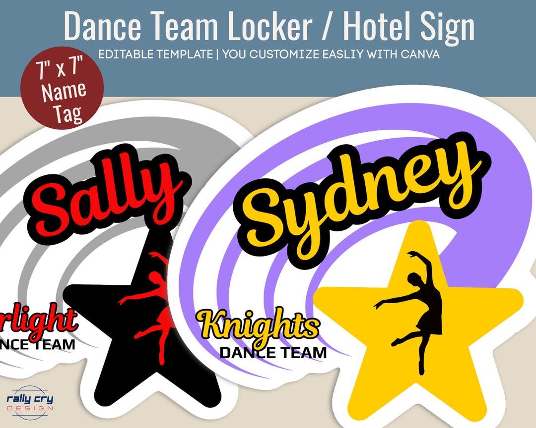 Dance Team Hotel Door Hanger, Dancer Name Tag, Locker Decoration Sign ...