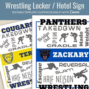 Wrestling Hotel Door Sign, Locker Room Tag, Pep Rally Team Spirit ...