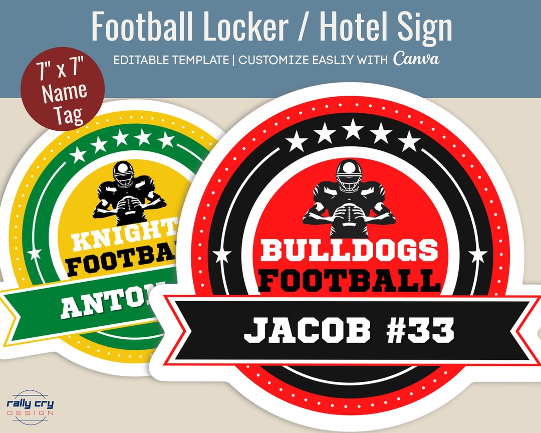 Football Hotel Door Hanger, Locker Room Poster, Locker Decoration Name ...