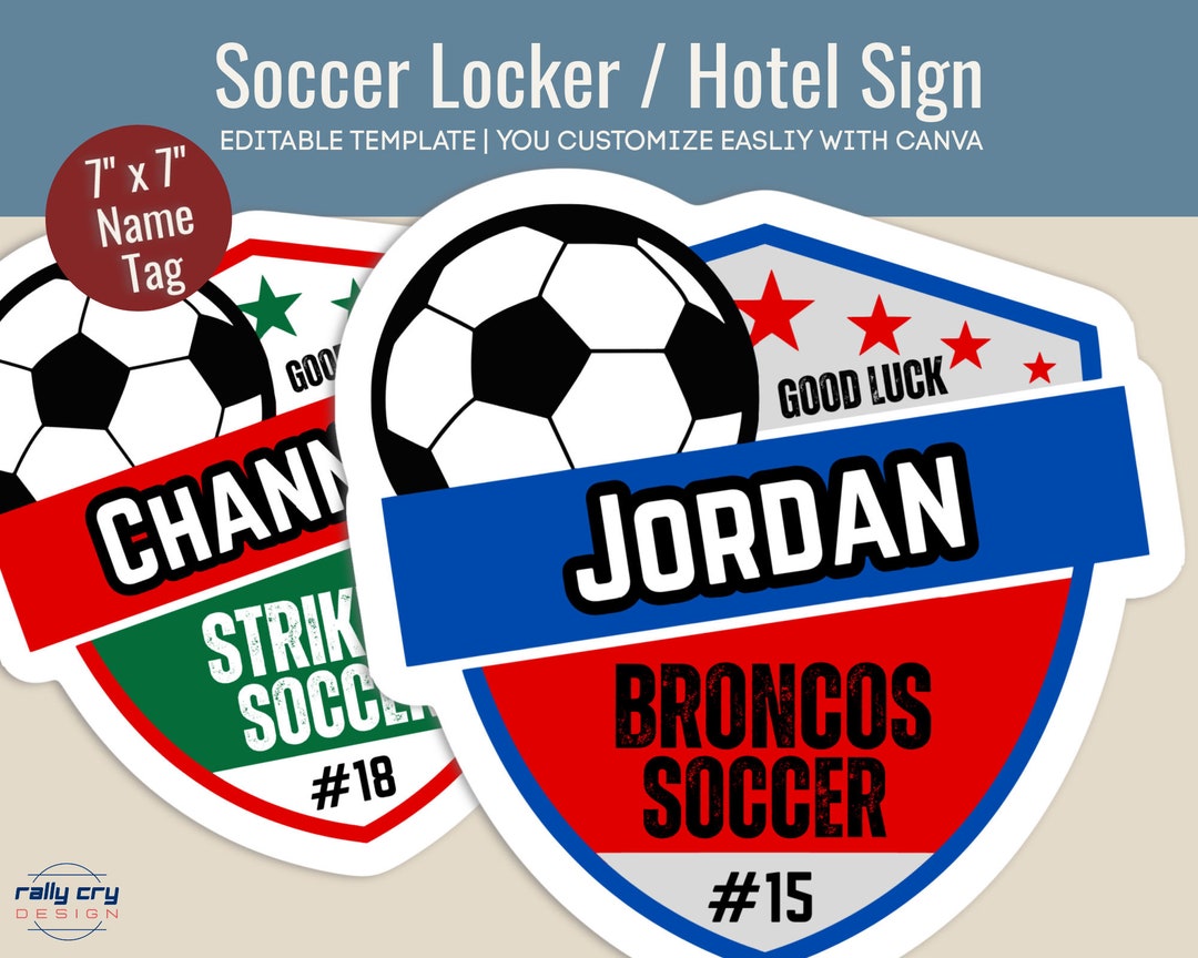 Good Luck Soccer Door Name Tag, Locker Decoration Sign, Soccer ...