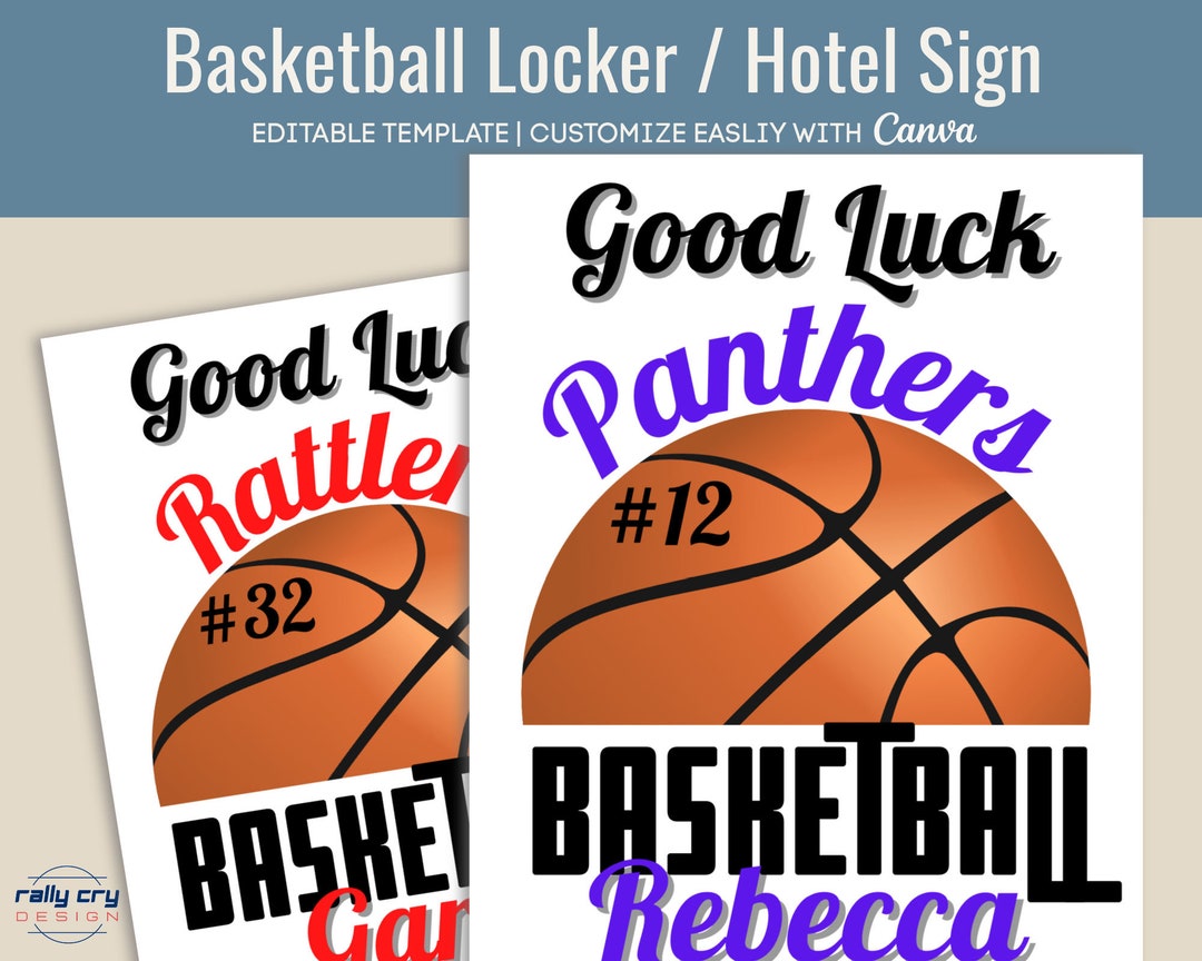 Good Luck Basketball Hotel Door Sign, Locker Tag, Pep Rally Team Spirit ...