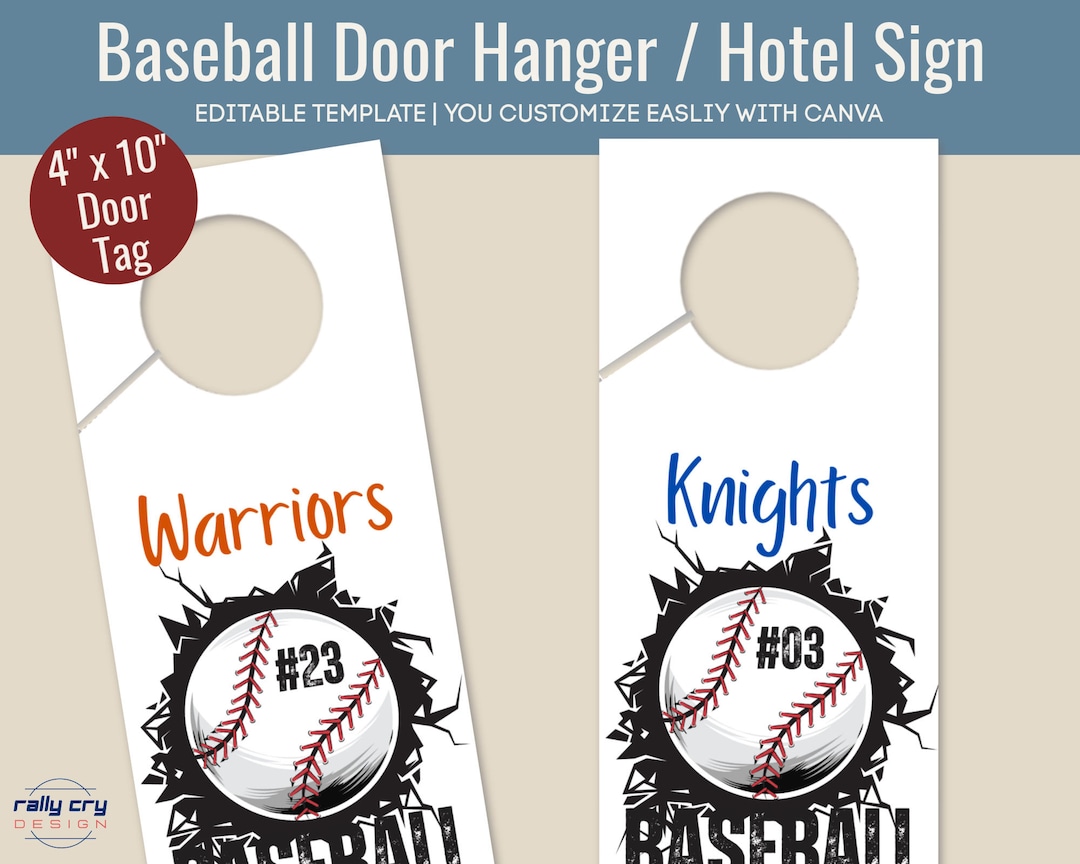 Baseball Gameday Hotel Door Hanger, Door Decoration Name Tag, Bedroom ...