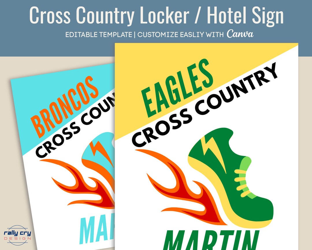 Cross Country Locker Decoration, Locker Sign Tag, XC Team Hotel Sign ...