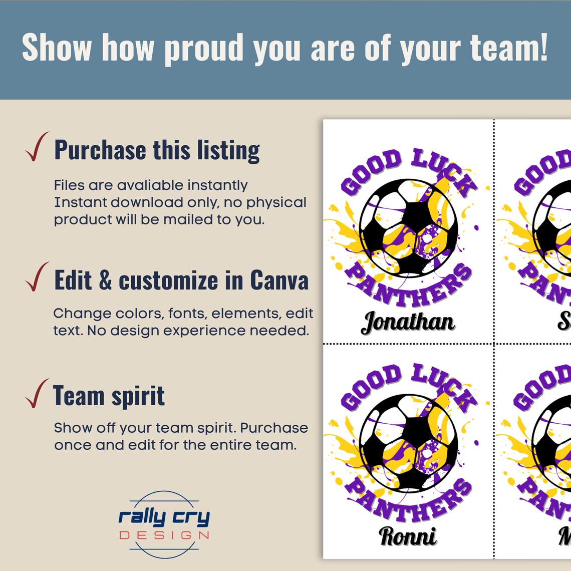 Good Luck Soccer Name Gift Tag Team Snack Bag Name Tag - Etsy